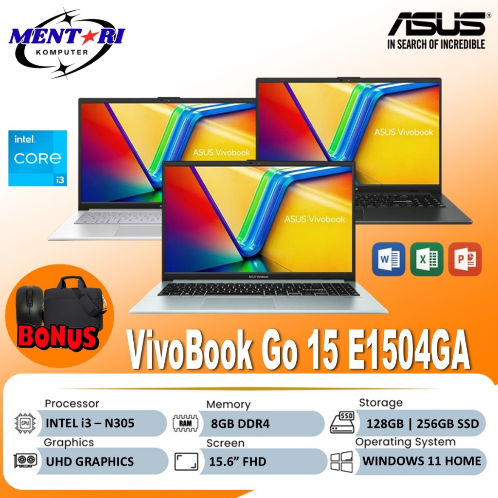 Jual ASUS Vivobook Go 15 E1504GA Intel i3 N305 8GB 256GB SSD 15.6 Inch ...