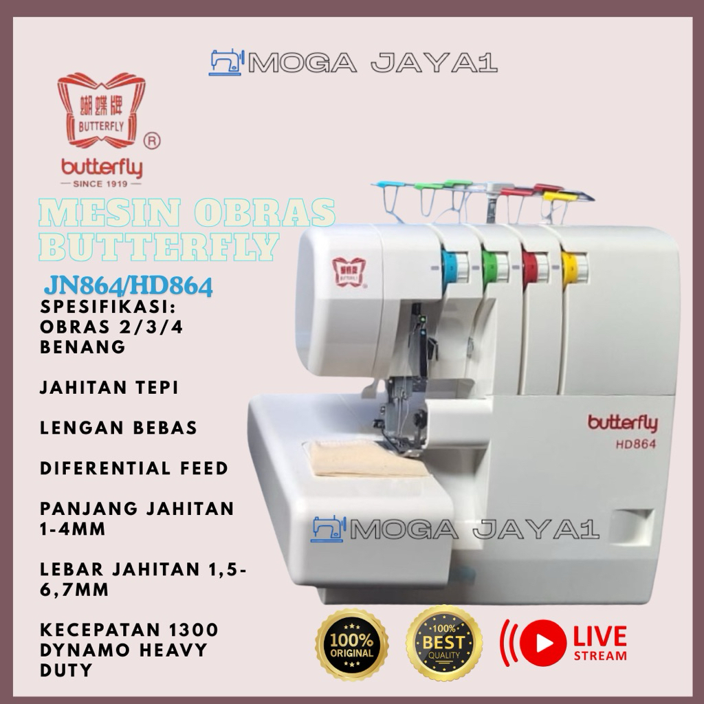 Jual MESIN OBRAS PORTABLE BUTTERFLY HD864 | Shopee Indonesia