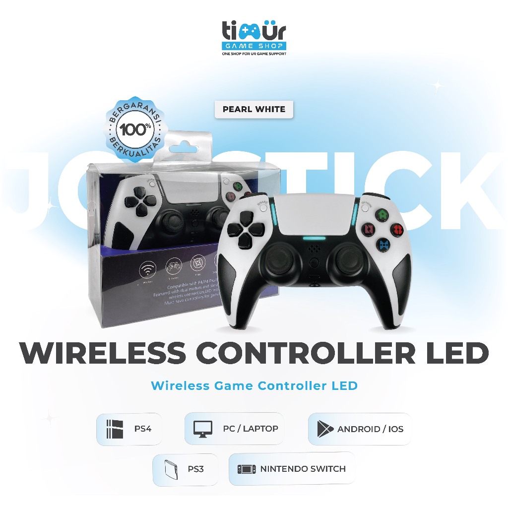 Jual Stick Stik Wireless Joystick Game Controller With LED PS4 White ...