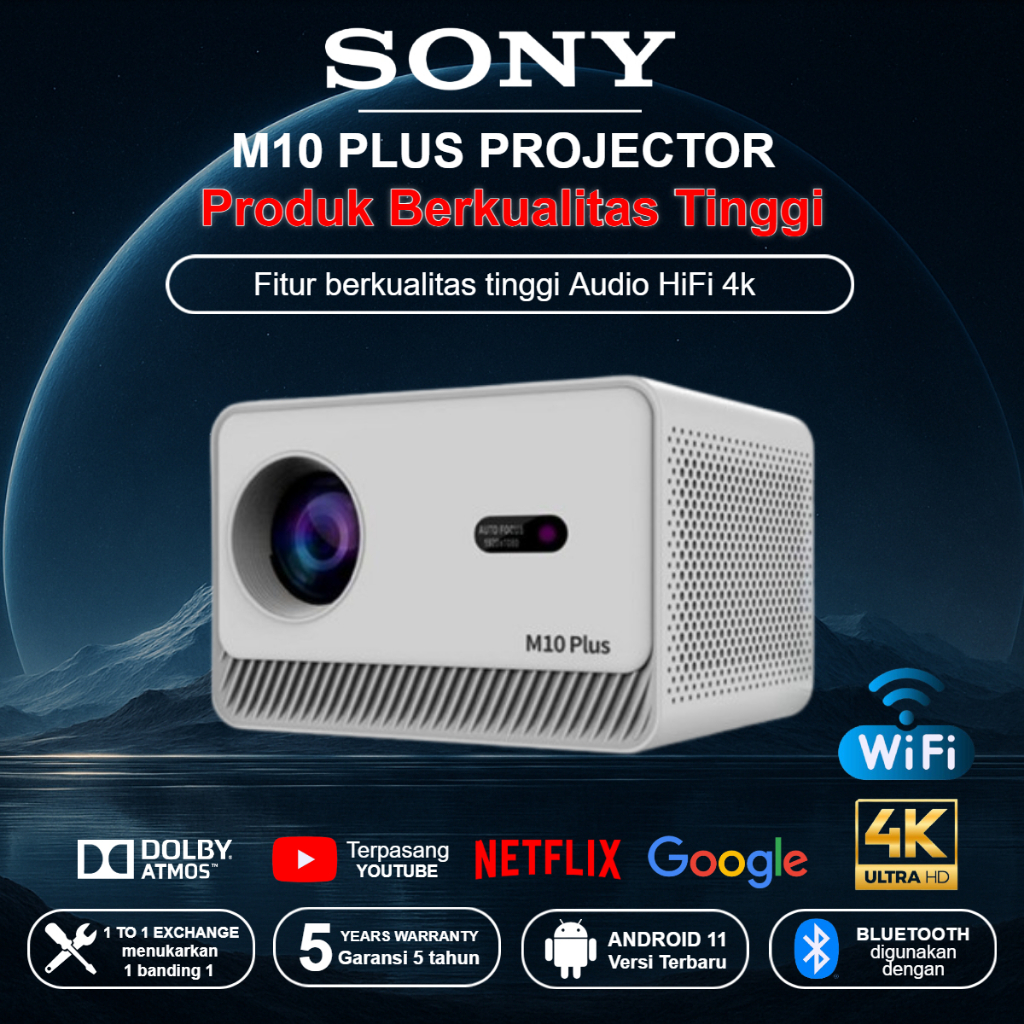 Jual Proyektor M10 PLUS TV 4K Full HD Berkualitas Tinggi dengan Fitur ...