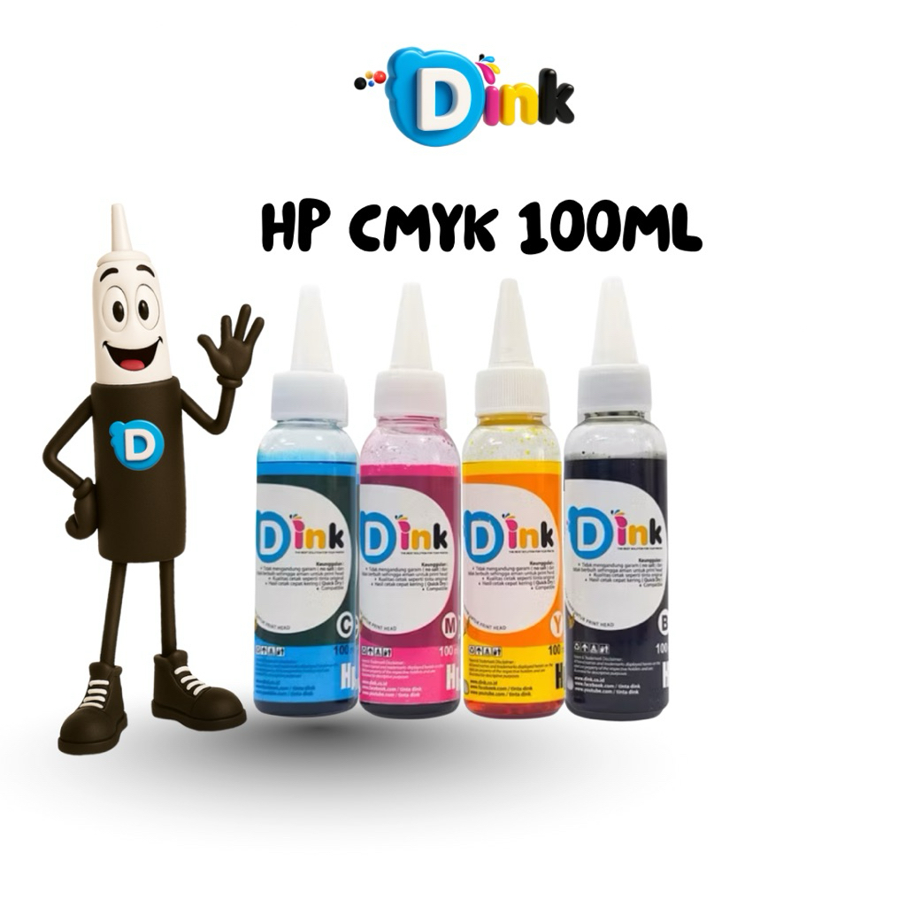 Jual Tinta Printer DINK Seri HP 100ml CMYK 4Warna DCP Smart Tank ...