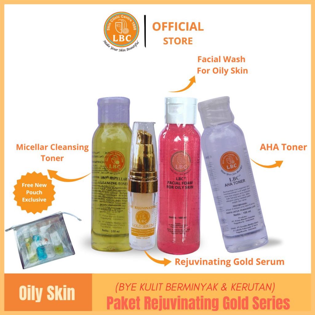 Jual LBC Paket Rejuvinating Gold Series For Oily Skin (FREE POUCH ...