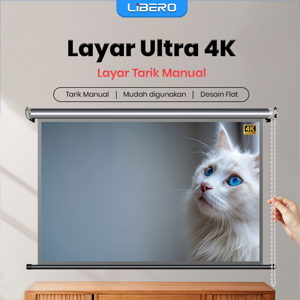 Jual LIBERO PROYEKTOR SCREEN-Hand-pulled Projector Screen 4K 100inch ...
