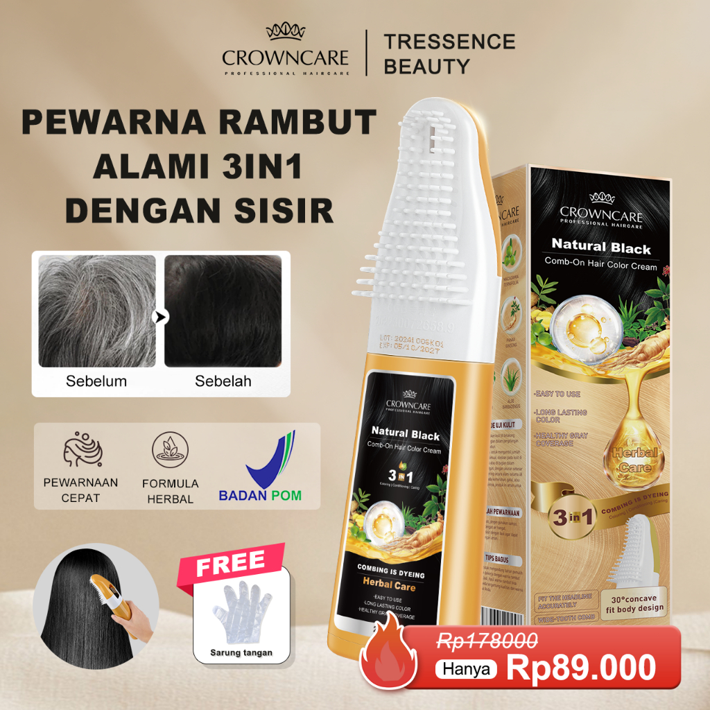Jual CrownCare Pewarna Rambut Alami 3-in-1 – Pewarna Herbal Tanpa ...
