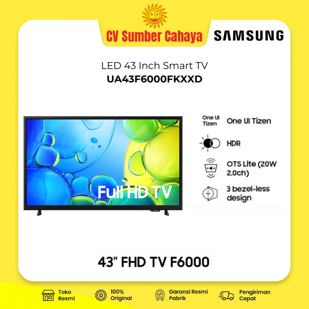 Jual Samsung LED Smart TV 43" Crystal F6000 FHD HDR One UI Tizen UA43F6000 43F6000 UA43F6000 ...