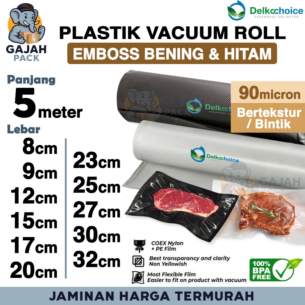 Jual Plastik Vacuum EMBOSS ROLL HITAM & BENING Black Clear Gulungan 500 ...