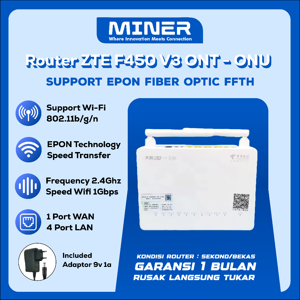 Jual Modem Router ZTE F450 V3 Support Epon ONT ONU FTTH Fiber Optic ...