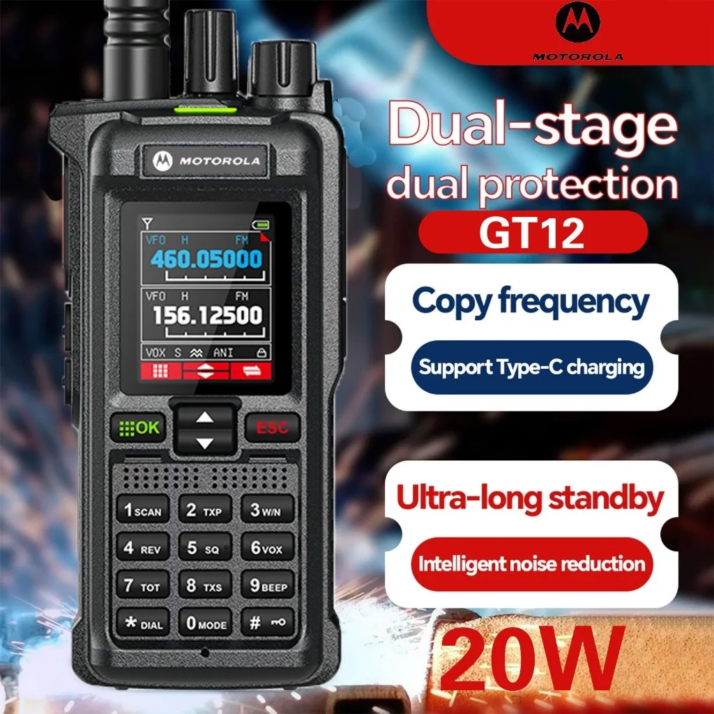 Jual HT Motorola GT12 Radio Dua Arah Walkie Talkie Jarak Jauh 25KM Daya ...