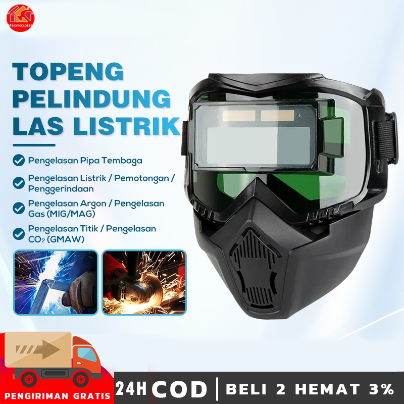 Jual Helm Las gelap Pelindung wajah bisa dilepas terang Dimming True ...