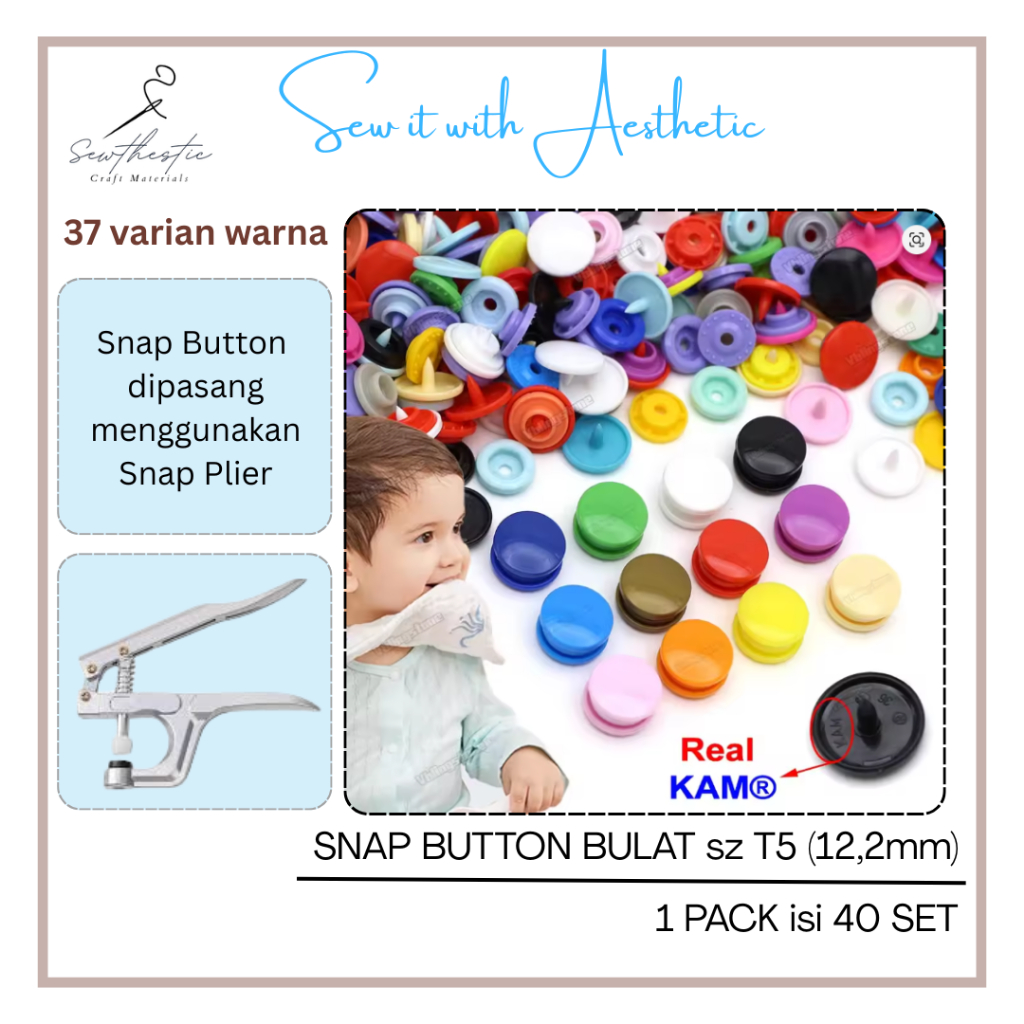Jual Plastic Snap Button KAM T5 12.2mm | Kancing Jepret Plastik Isi 40 Set | Shopee Indonesia