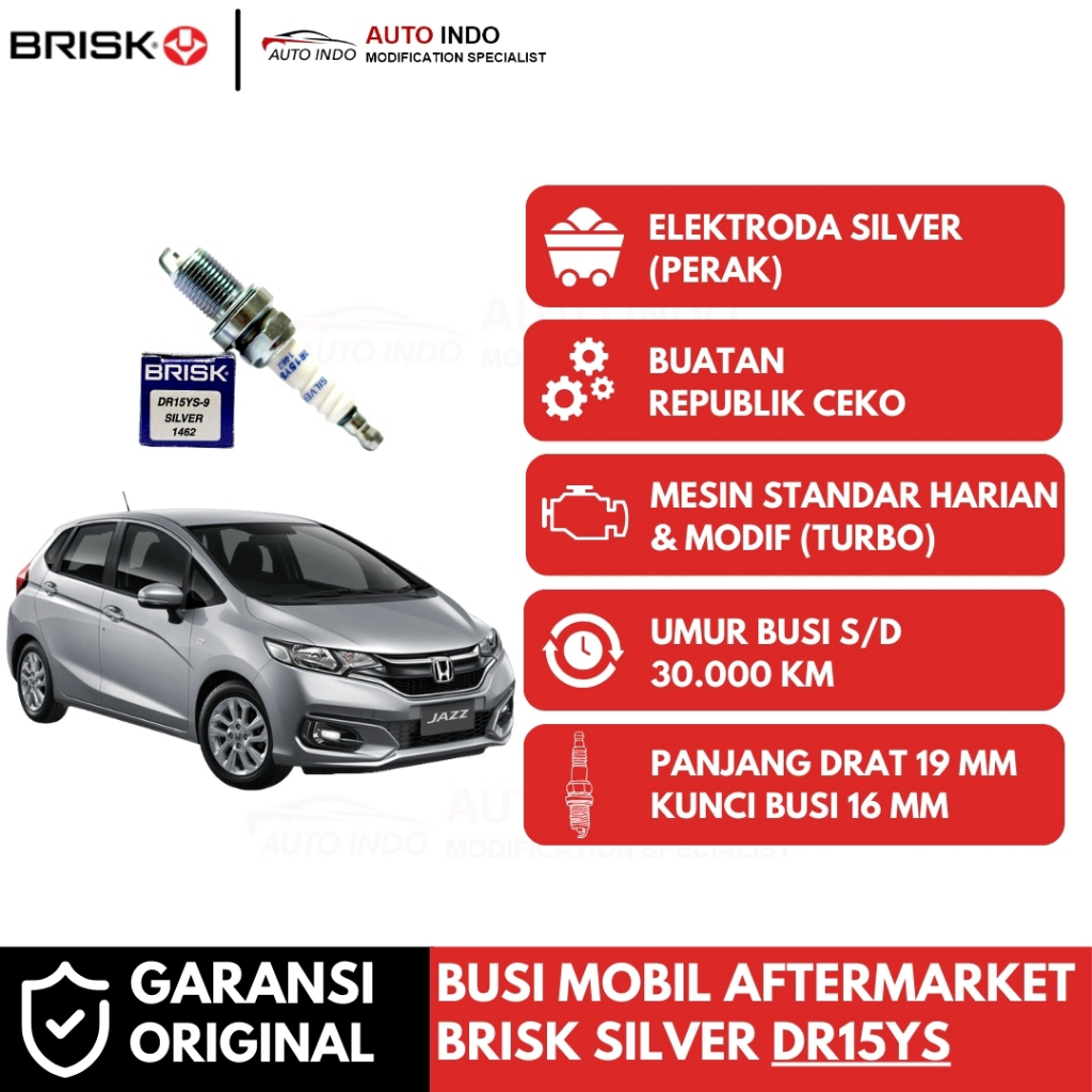 Jual Busi Mobil Brisk Silver Racing DR15YS untuk Honda Jazz GE8 GK5 ...