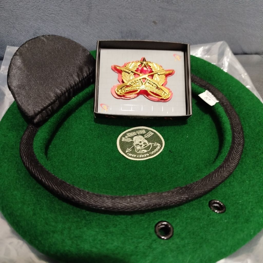 Jual baret tengkorak infanteri infantri plus emblem baret luxury dasar ...