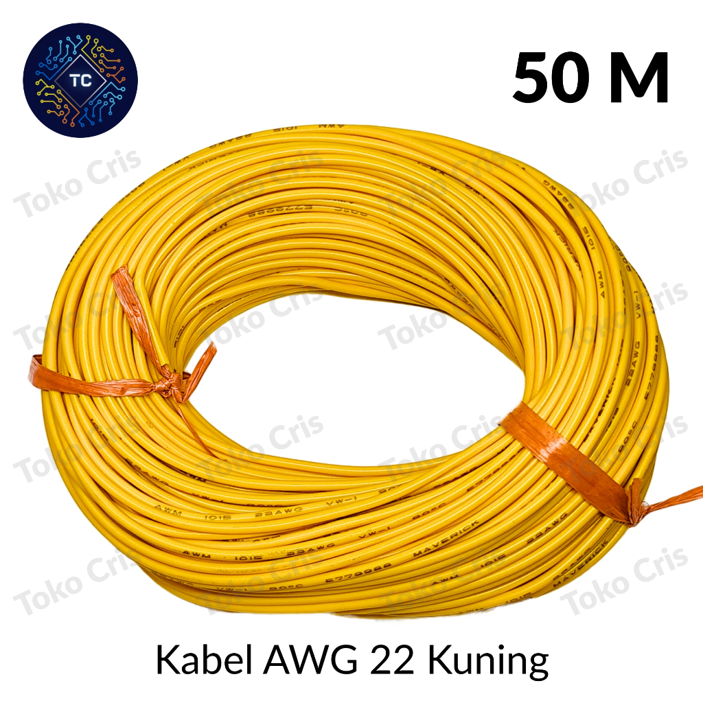 Jual Kabel AWG 22 Kuning 50 Meter / Kabel awg22 Serabut 50m / Kabel ...