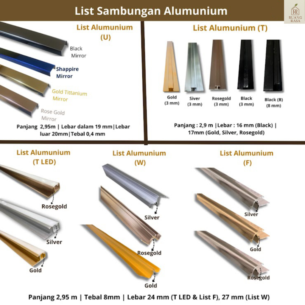 Jual List Sambungan Aluminium Tebal 8MM / Trim Aluminimum LED Wallpanel ...