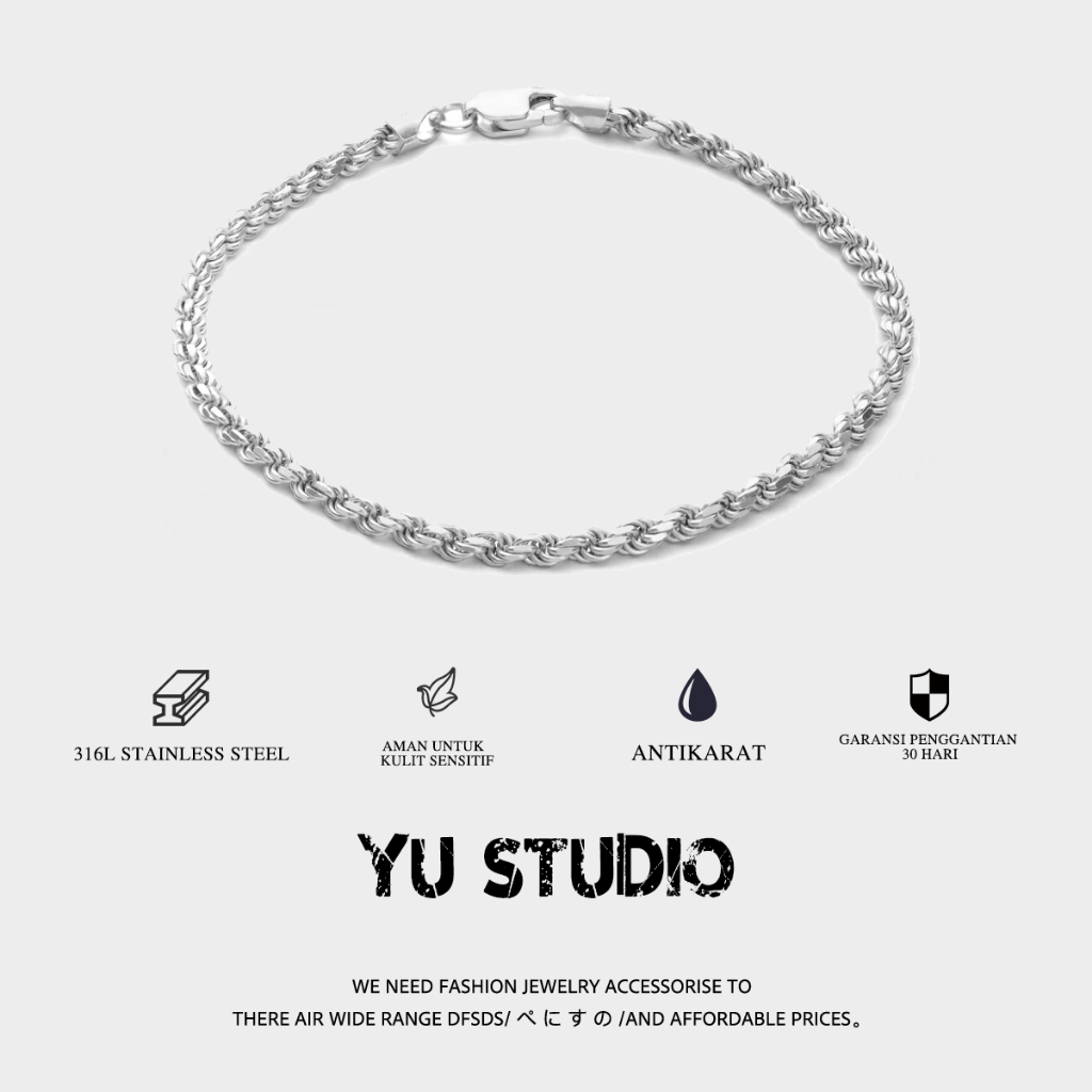 Jual YUSTUDIO-Gelang Titanium Unisex Rantai Korea Warna Silver - Gelang ...
