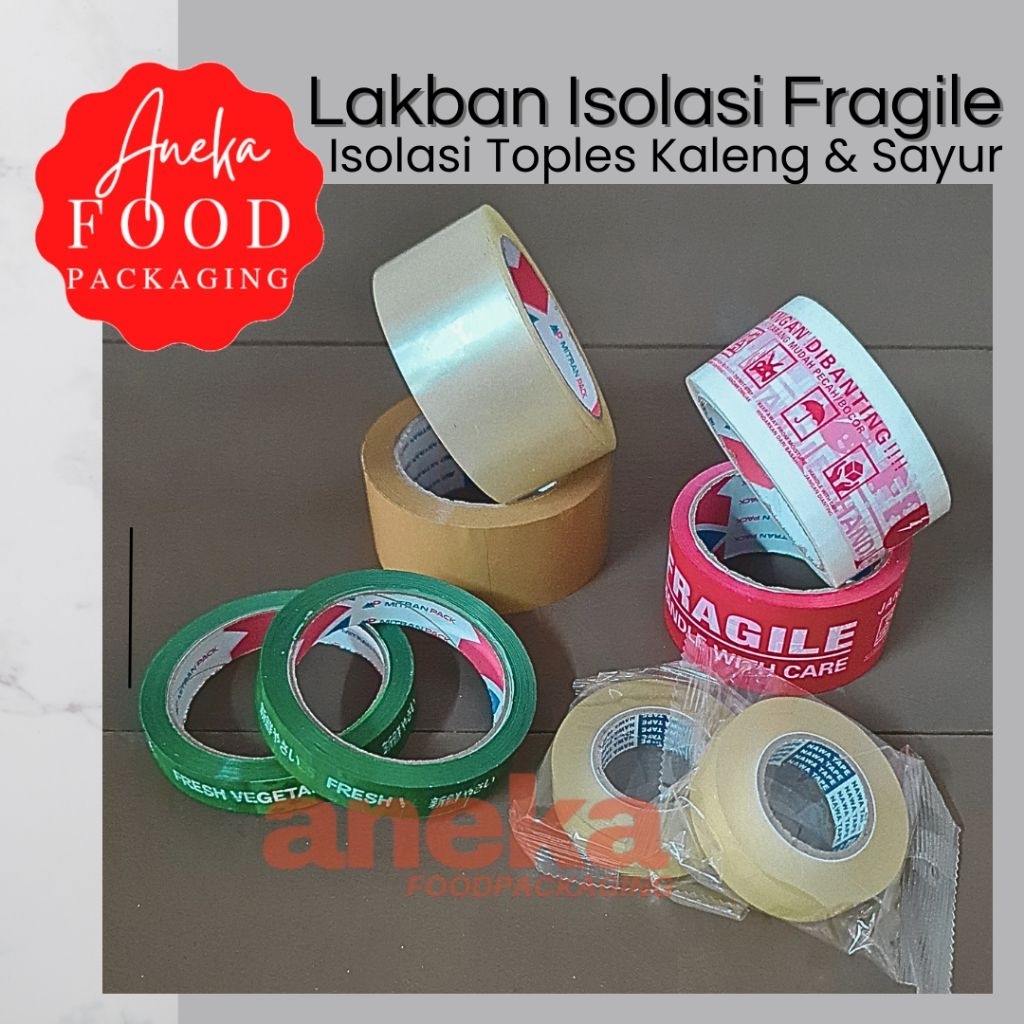 Jual Lakban isolasi FRAGILE 2", solatip toples kaleng can tape sealing ...