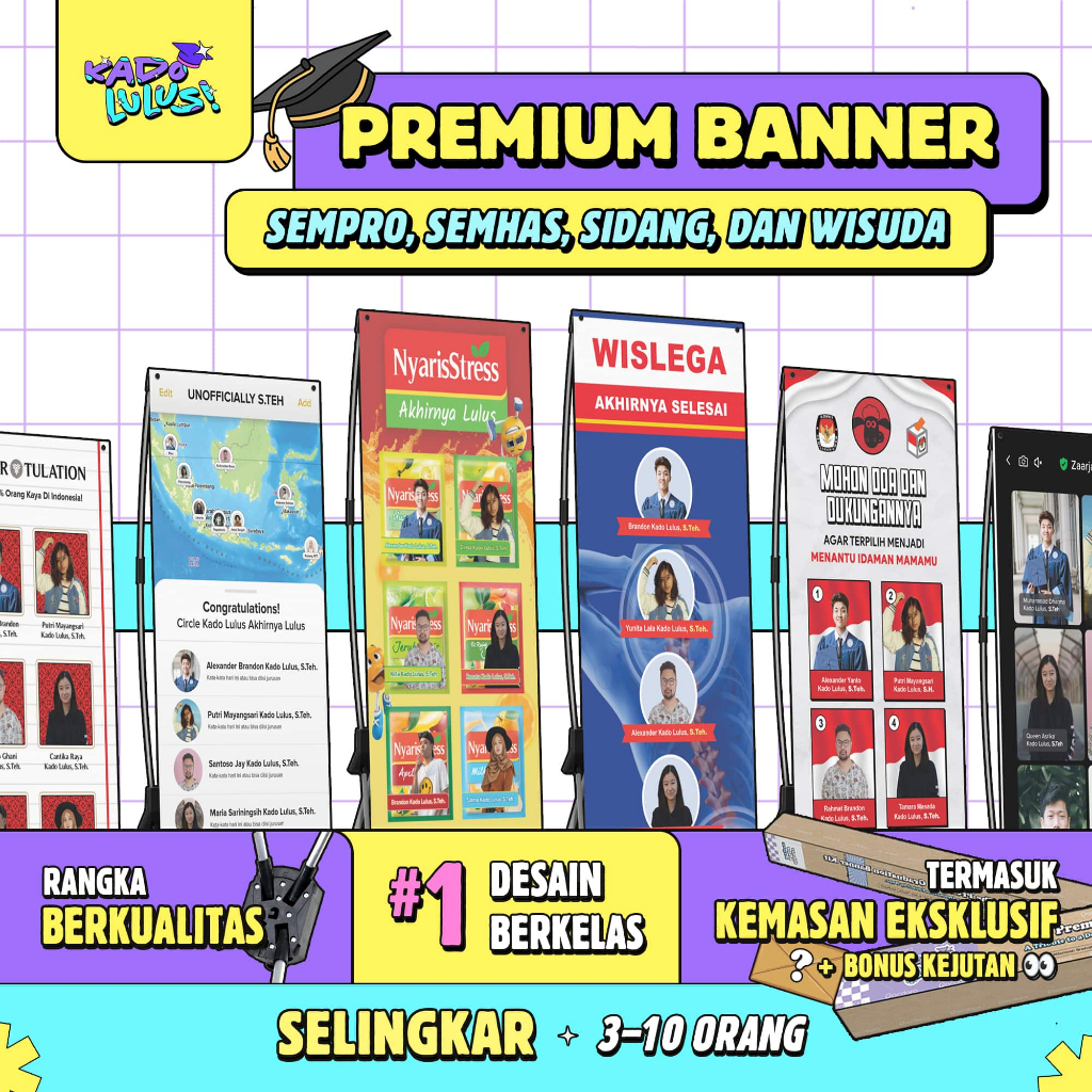 Jual KADO LULUS Premium Banner Spanduk Wisuda Sidang Skripsi Sempro ...