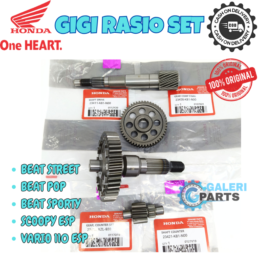 Jual GIGI GEAR RASIO SET K81 KOMPLIT 4 MACAM ASLI ORIGINAL HONDA AHM ...