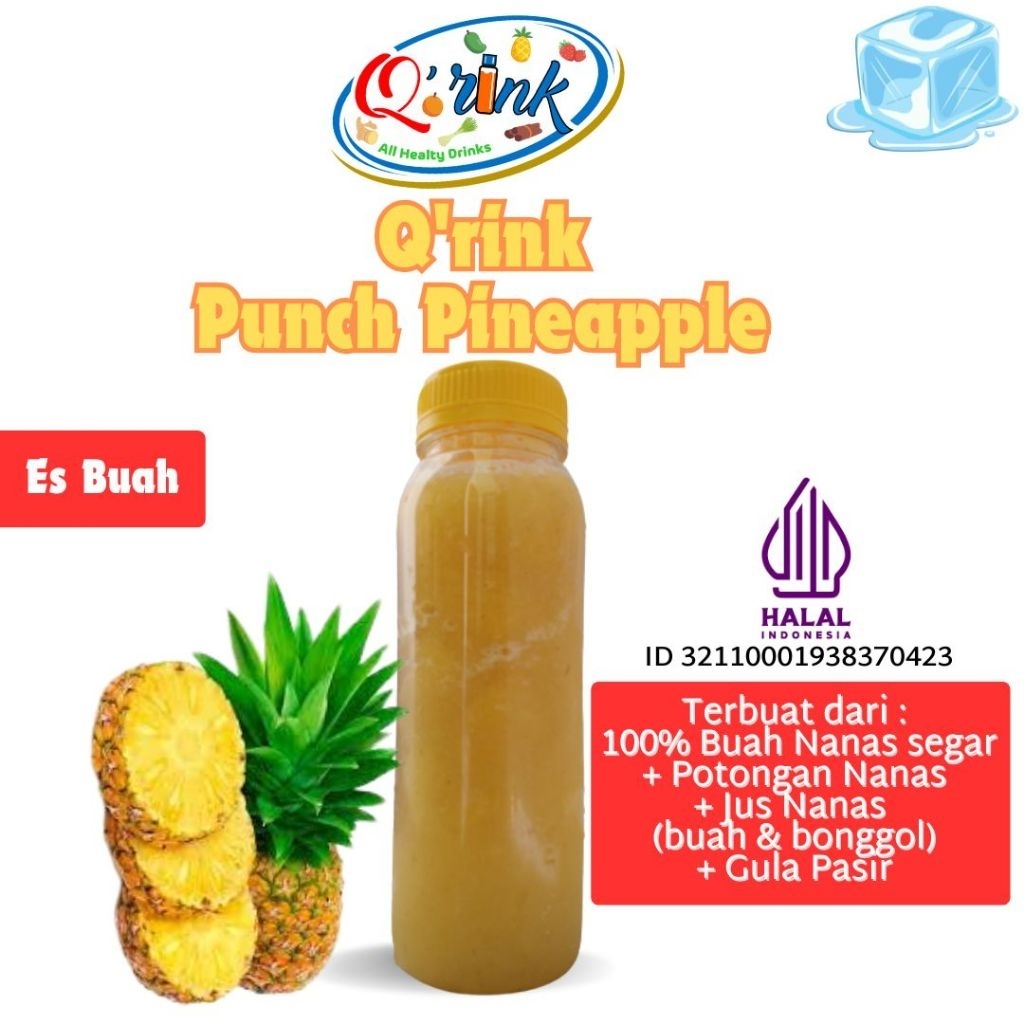 Jual Jus Buah Nanas Q'rink Punch Pineapple Botol Kale 250ml - Minuman ...