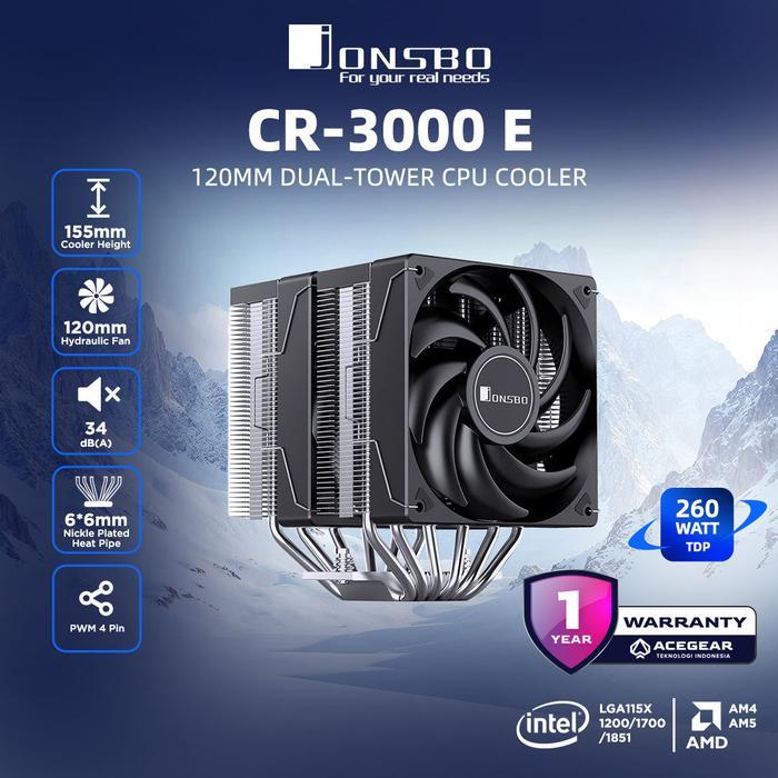 Jual Jonsbo CR-3000E Cpu Air Cooler Dual Tower 6Heatpipe Intel& AMD ...