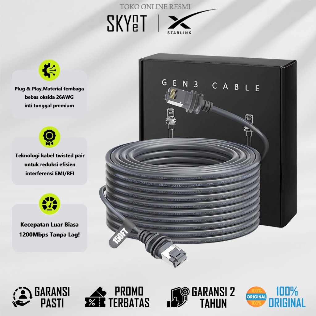 Jual Kabel Starlink Gen 3 10m/23m/46m Kabel Ekstensi Pengganti ...