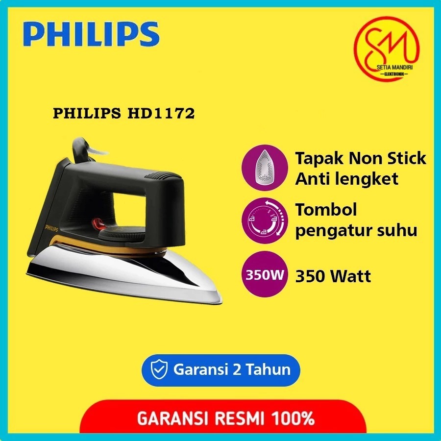 Jual PHILIPS HD1172 HD1173 Setrika Kering Classic Cepat dan Efisien 350 ...