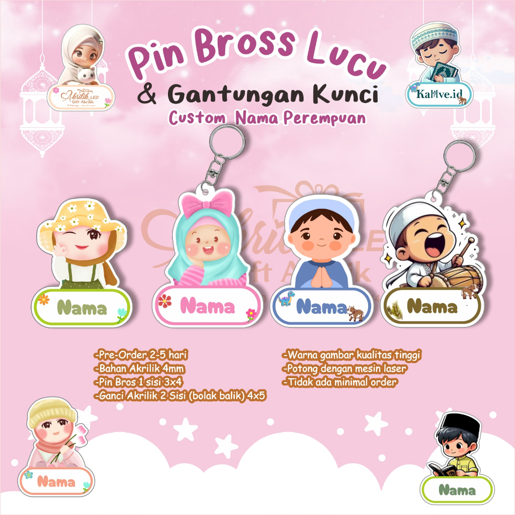 Jual Pin bros & Ganci karakter nama / Custom Nama Lucu / Pin bros Lucu ...