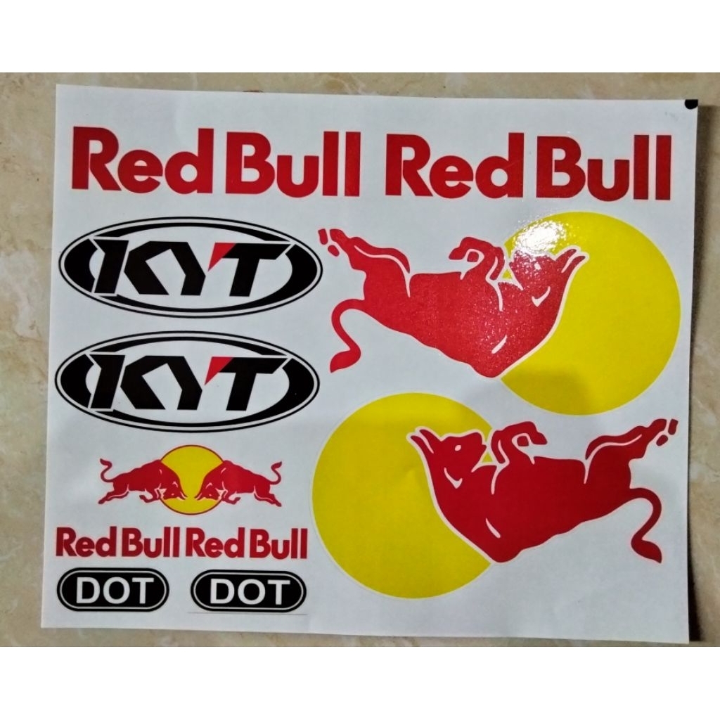 Jual stiker helm,decal helm,red bull+ logo helm KYT model print ...