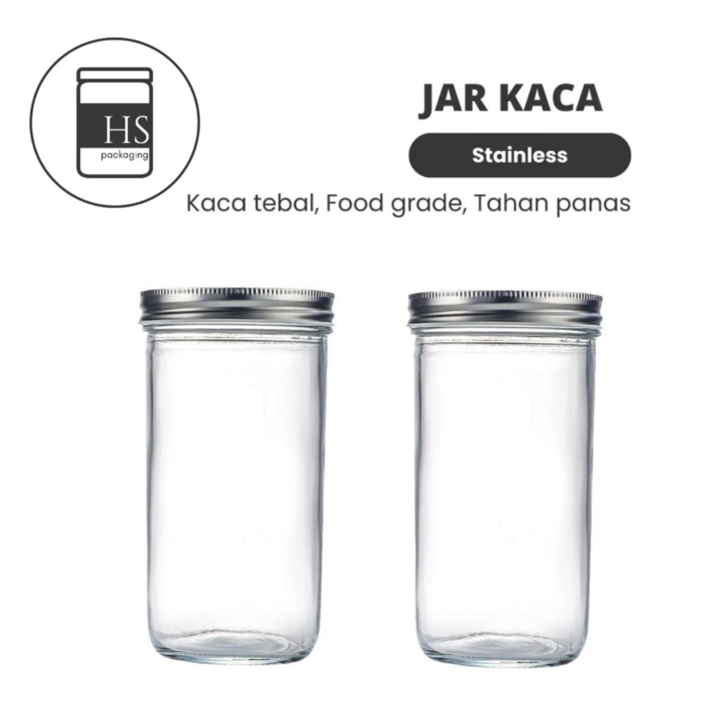 Jual HS PACKAGING - Jar kaca stainles 350ml curved tinggi | Shopee ...