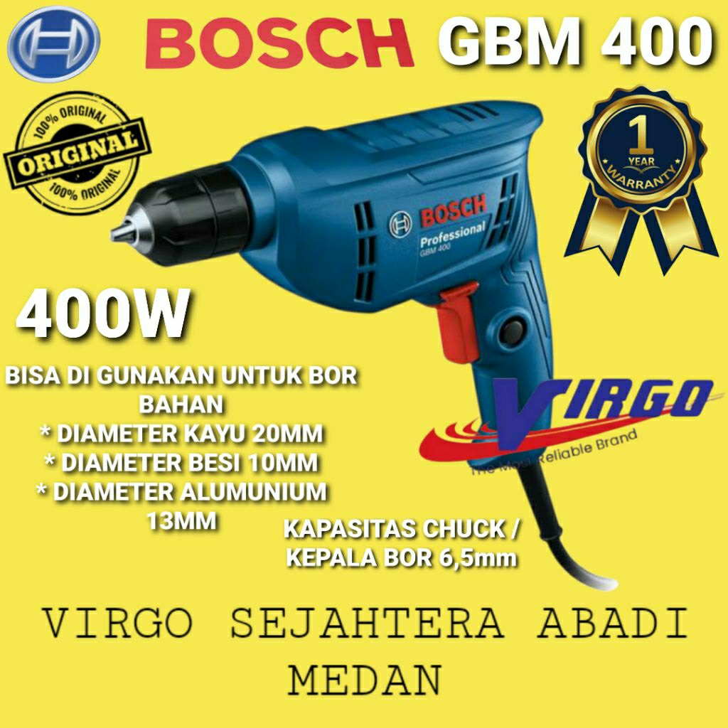 Jual GBM400 MESIN BOR LISTRIK KEYLESS TANPA KUNCI 400W 10MM 10 MM BOSCH ...