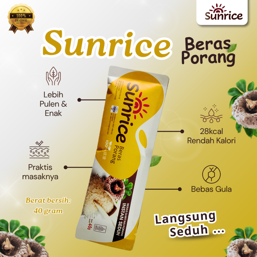 Jual Sunrice Beras Porang Instan Seduh Kemasan Sachet 40gram | Shopee ...
