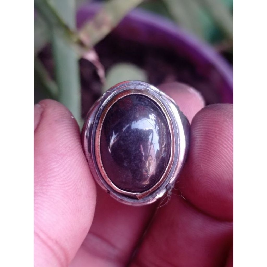 Jual cincin batu giox hitam black jade tembus senter mban monel tanam ...