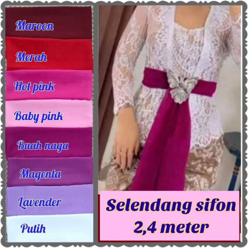 Jual selendang sipon panjang 240 cm lebar -+22cm | Shopee Indonesia