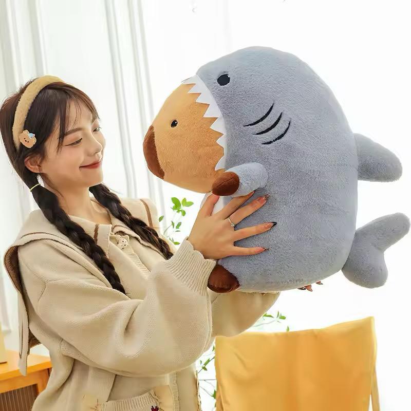 Jual 35cm Fluffy Plush Doll Kawaii Capybara Stuffed Animals Shark ...
