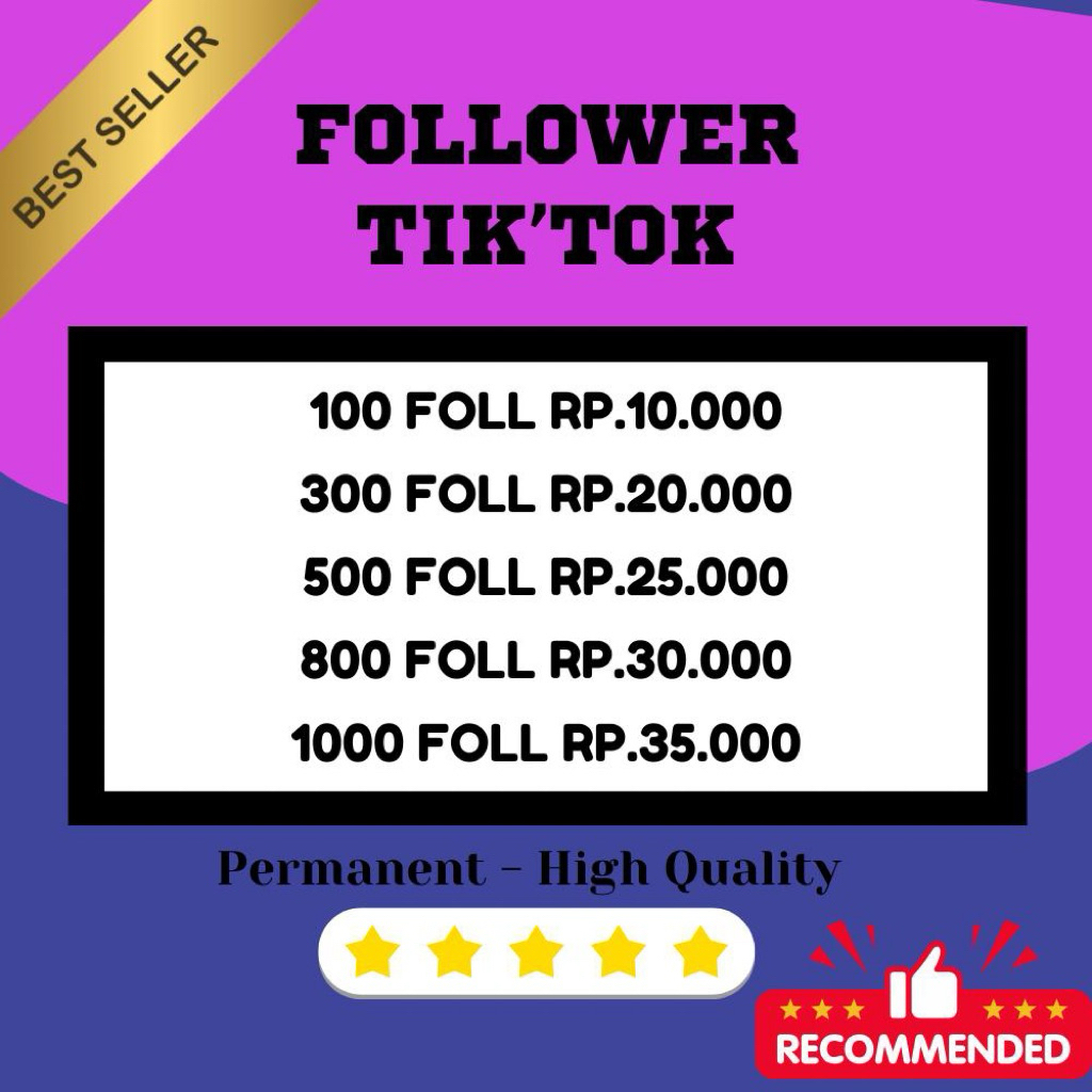 Jual FOLLOWERS TIK TOK PERMANEN PENGIKUT TIK-TOK AKTIF BERGARANSI ...