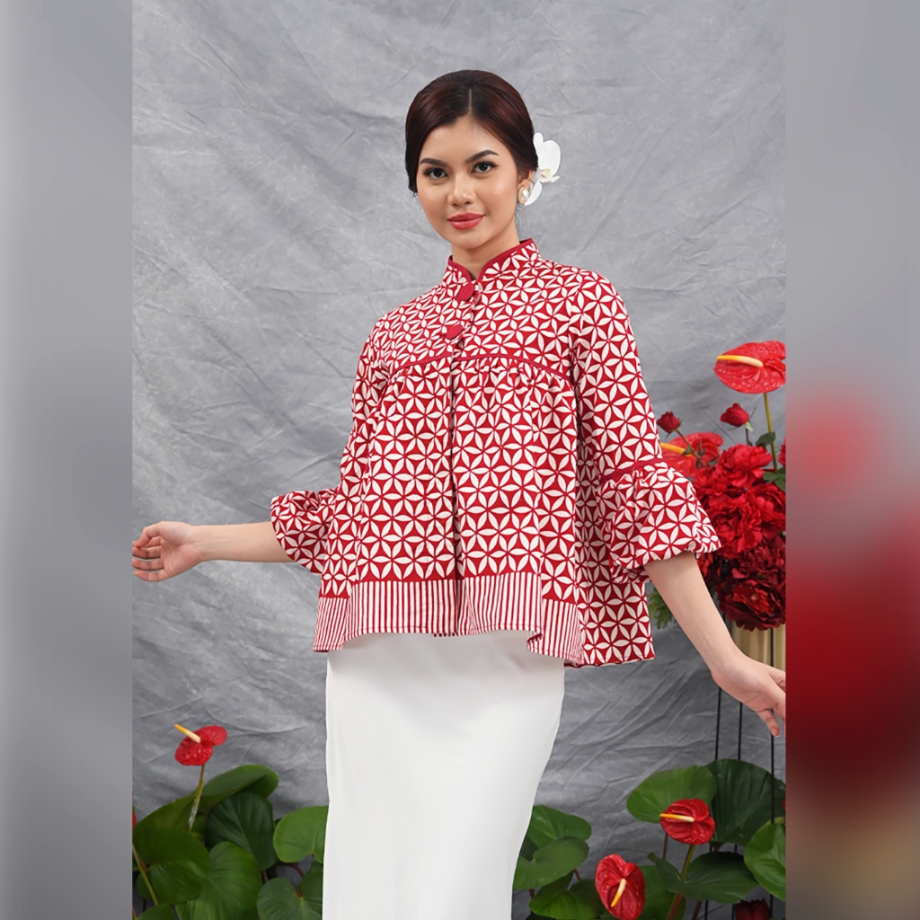 Jual NONA RARA - Kiyomi Garut Merah Putih T4504, Baju kerja batik ...