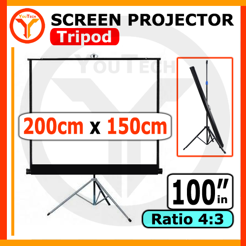 Jual Tripod Screen Projector 100 inch Rasio 4:3 - Layar Proyektor 100 ...
