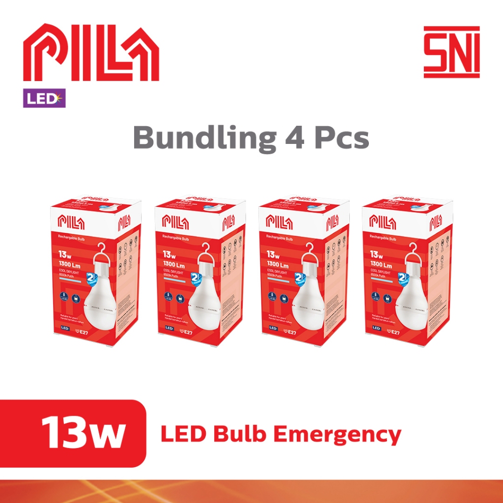 Jual PILA Lampu LED Rechargeable Bulb 13 Watt 65K (Paket isi 4pcs ...