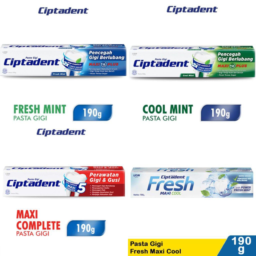 Jual Ciptadent Pasta Gigi Fresh Maxi Cool/Maxi Complete/ Cool Mint ...