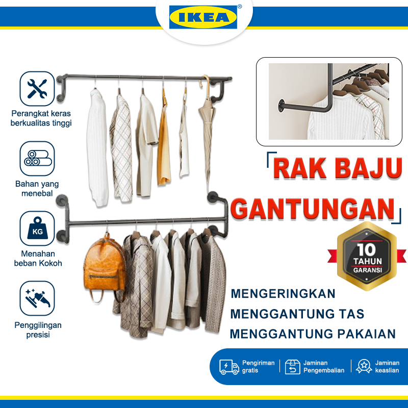 Jual Gantungan Baju Tembok Hitam Gantungan dindin-Mounted Pakaian ...