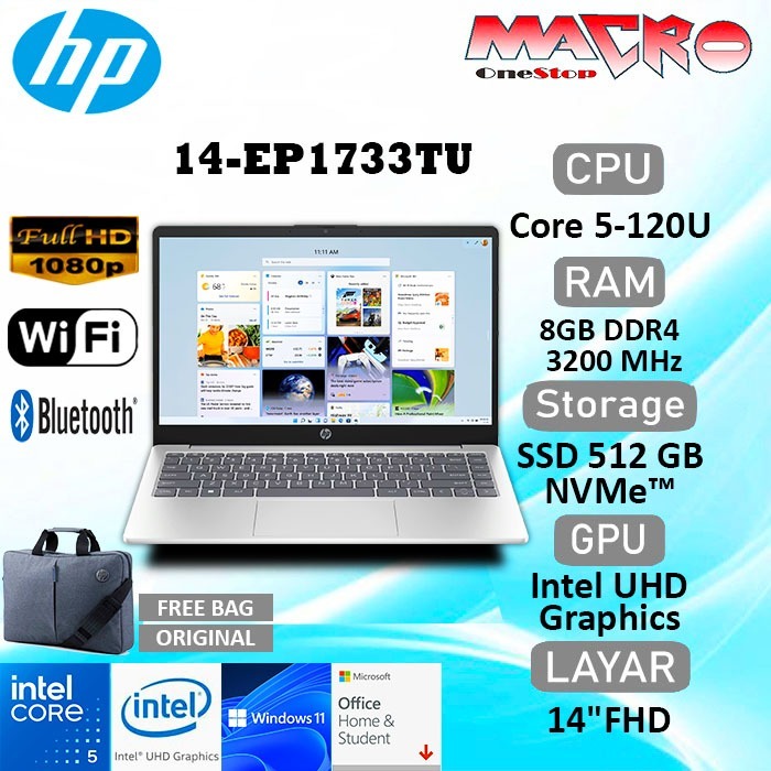 Jual HP 14-EP1733TU Core 5-120U 8GB SSD 512GB Intel UHD Graphics 14.0 ...