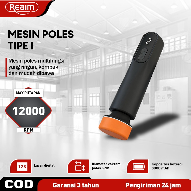 Jual REAIM mesin poles 12000rpm bateris alat poles Mobil cordless ...