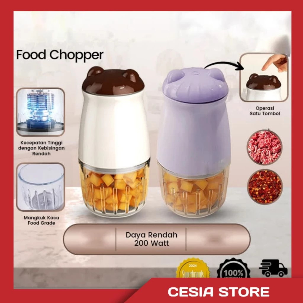 Jual [ CS ] Chopper Penggiling Daging Buah Penghalus MPASI Wadah Kaca ...