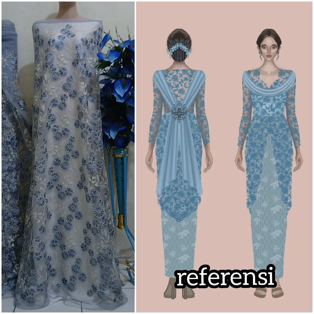 Jual KAIN BROKAT TILLE BUNGA SAKURA BAHAN KEBAYA MODERN ISI BROKAT ...
