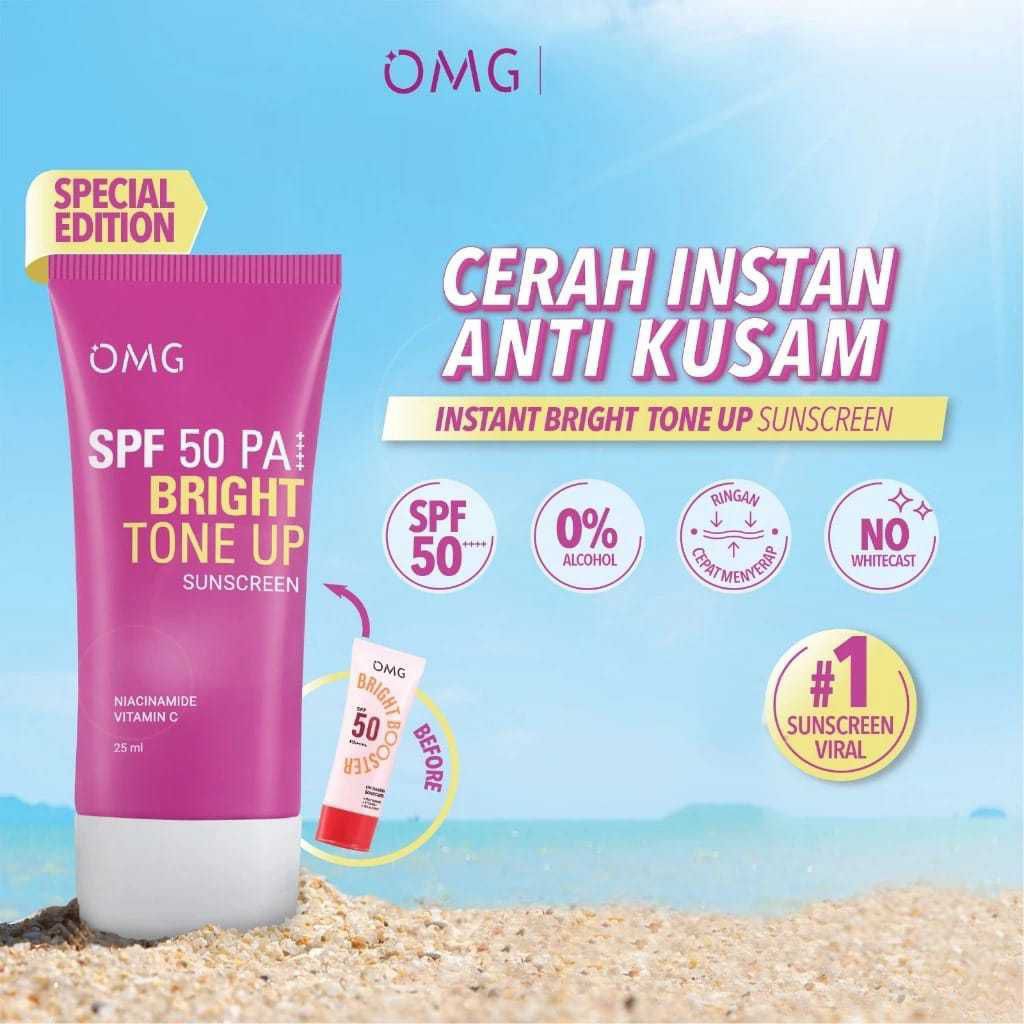 Jual OMG Oh My Glow UV Barrier Sunscreen SPF 50 PA++++ 25ml Tone up ...