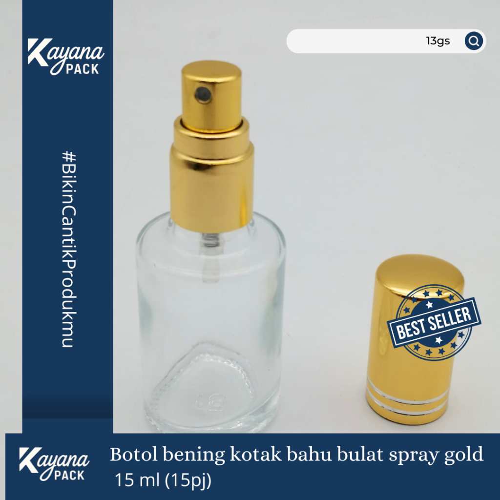 Jual Botol Spray Parfum botol bulat tinggi 15ml Spray Tutup Emas ...