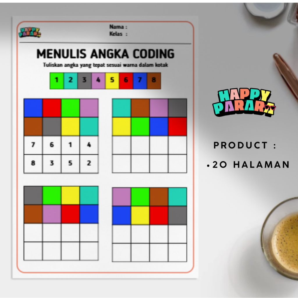 Jual Coding Anak Pintar Salin Warna ke Angka Mengasah Logika Anak ...
