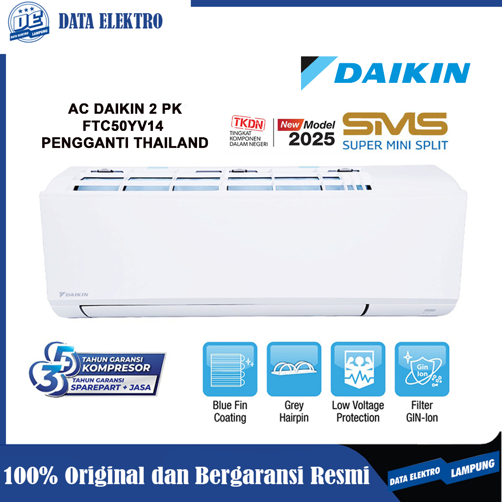 Jual AC DAIKIN 2PK FTC50YV14 AC SPLIT 2 PK SUPER MINI SPLIT SERIES ...