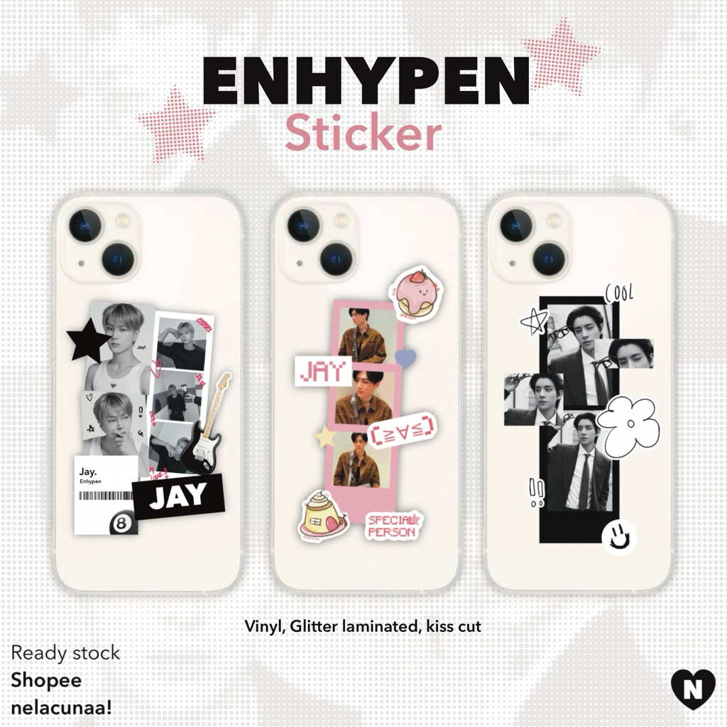 Jual [BARU] STICKER ENHA ENHYPEEN VINYL GLITTER PINK HITAM PUTIH ...