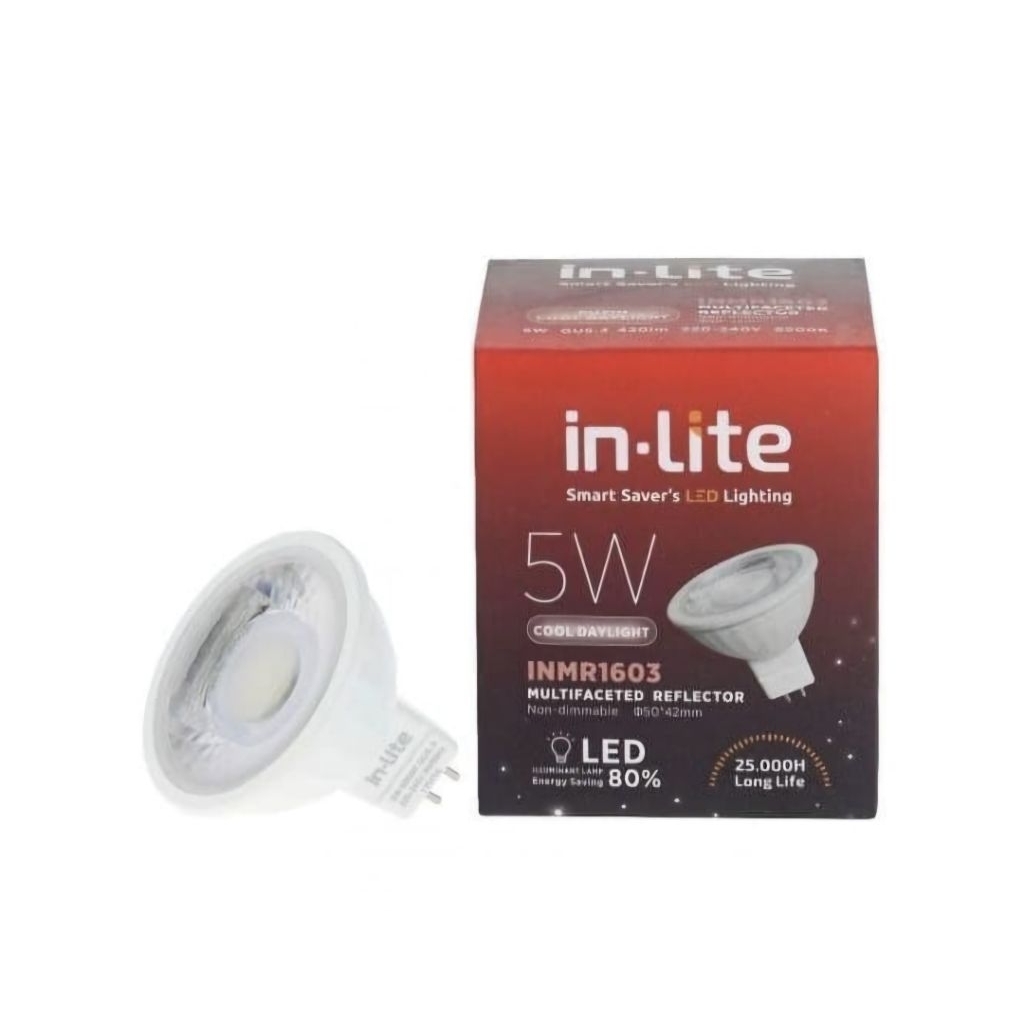 Jual InLite Lampu LED Spot MR16 5W 5Watt Spotlight MR1603 Putih 5 Watt ...